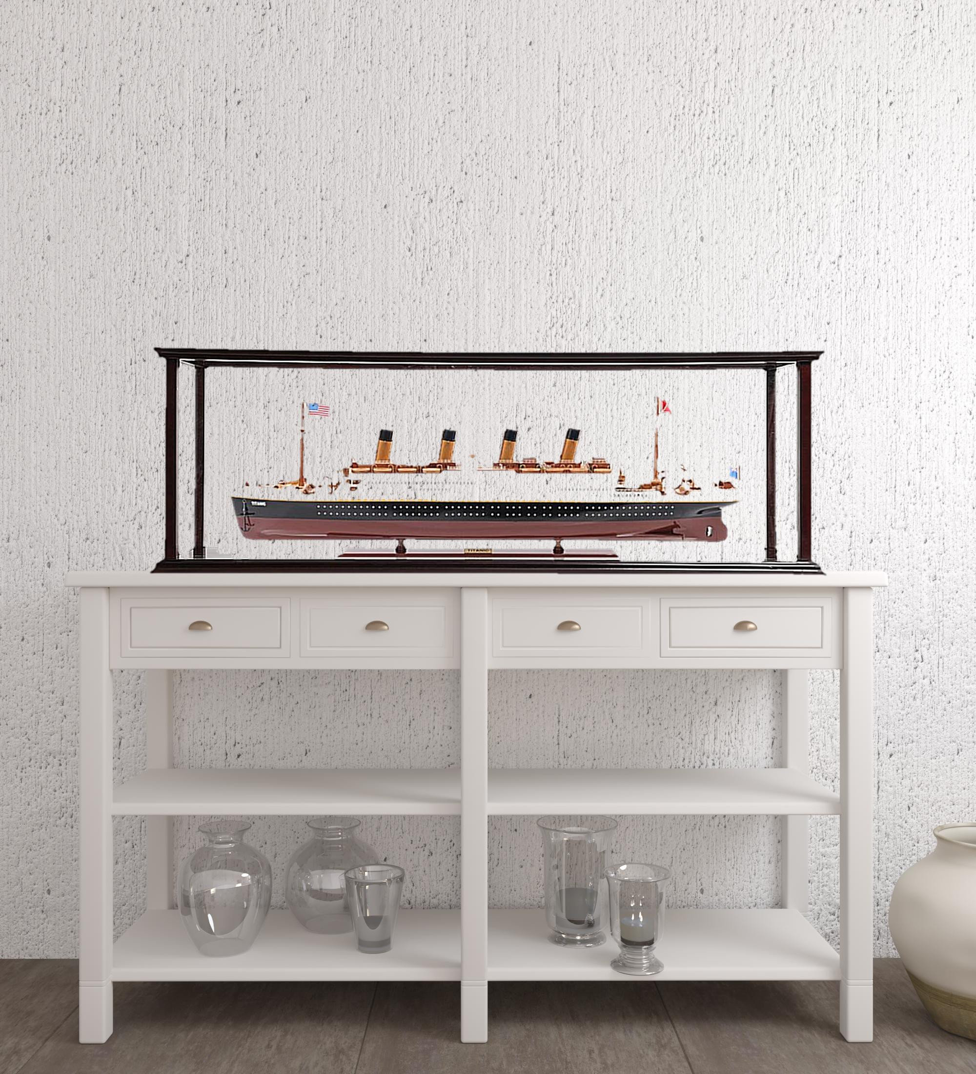 HomeRoots 15" Black and Red 1912 RMS Titanic Large Display Case Boat ...