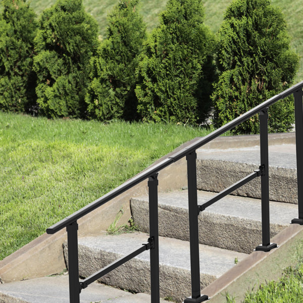 VEVOR Outdoor Hand Rails For Steps, 3Ft 3 Steps Carbon Steel Railing ...