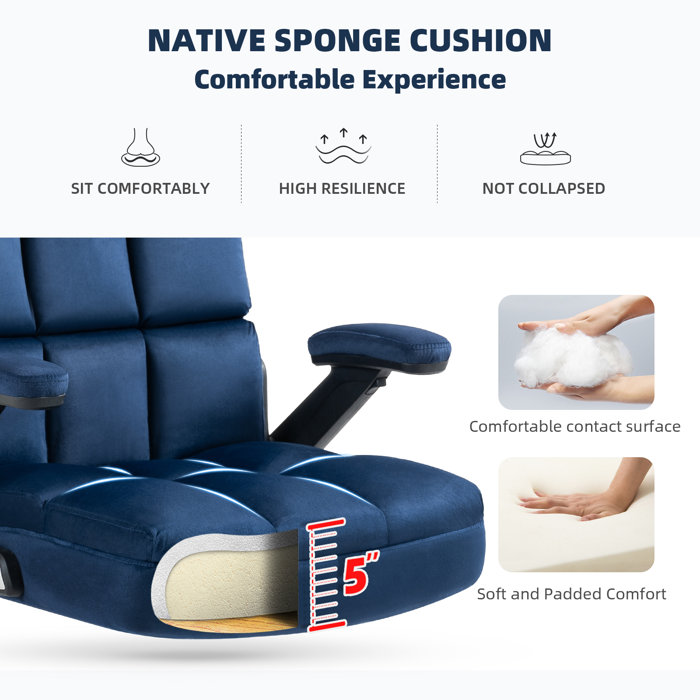 Inbox Zero Ergonomic Office Chair Velvet and Teddy Fleece Fabric ...