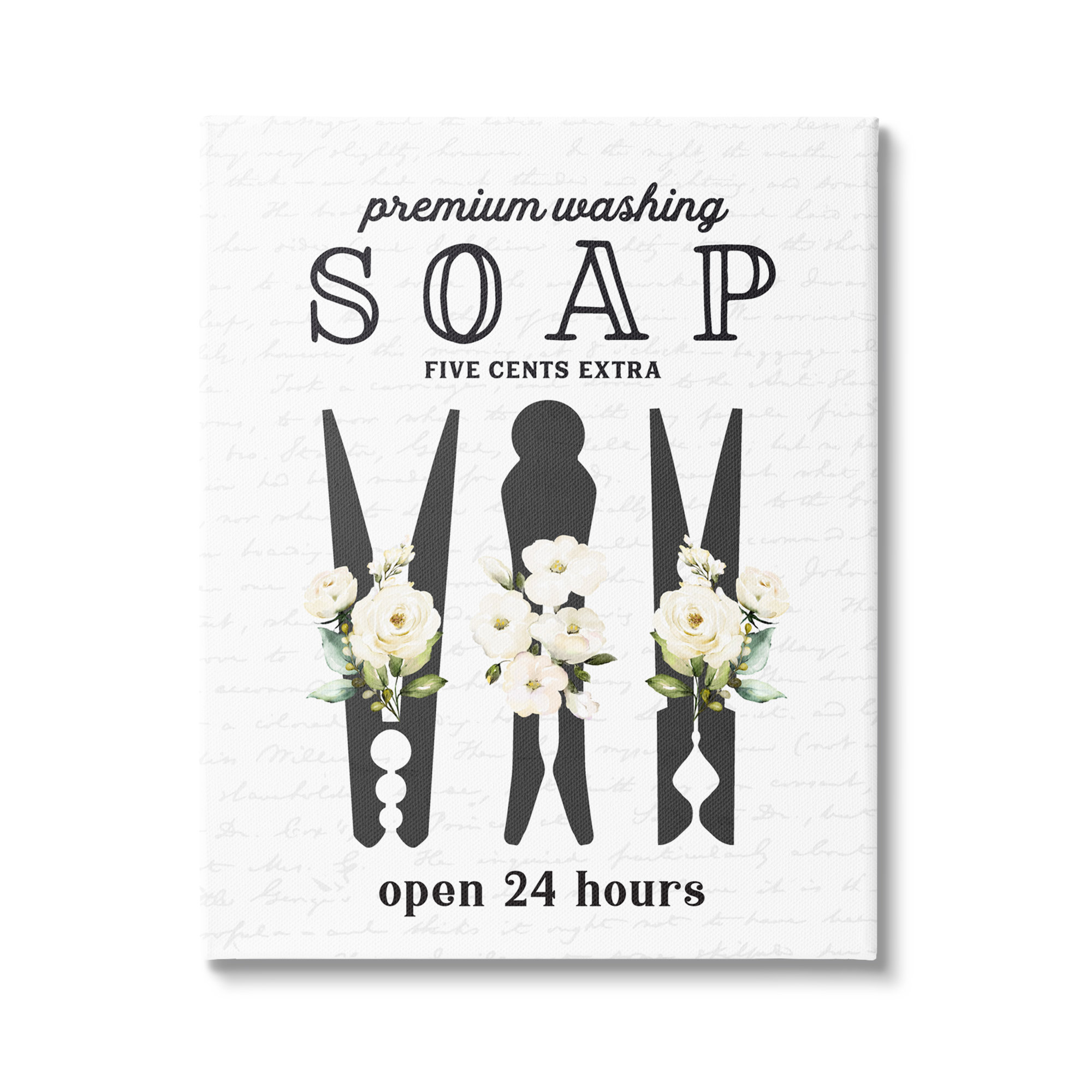 Stupell Industries Floral Clothespin Silhouettes Laundry Room Script ...