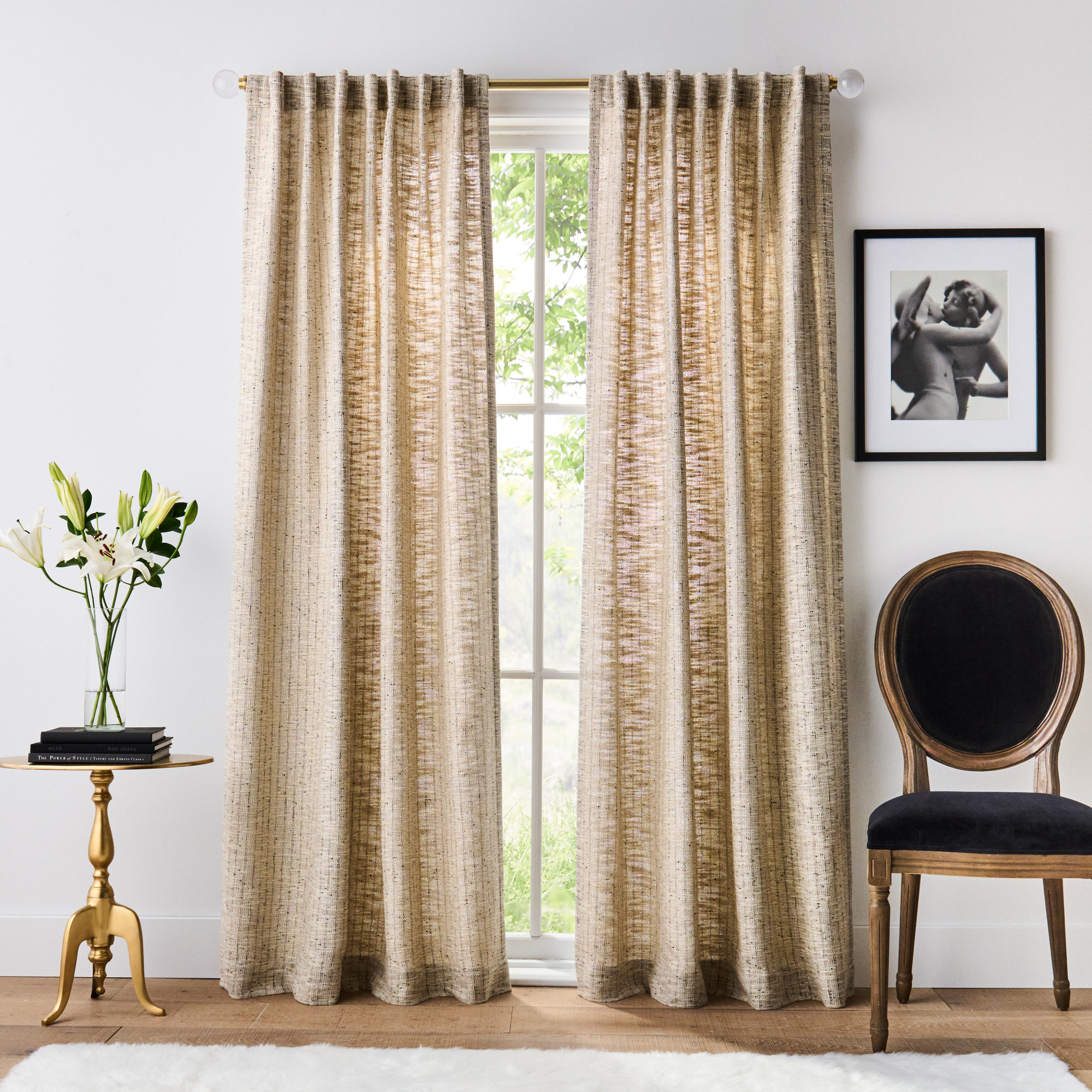 Karl Lagerfeld Paris Metallic Tweed Curtain Panel Pair - Wayfair Canada