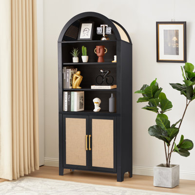 Gracie Oaks Arched Bookcase,tall Bookcase Farmhouse Display Storage ...