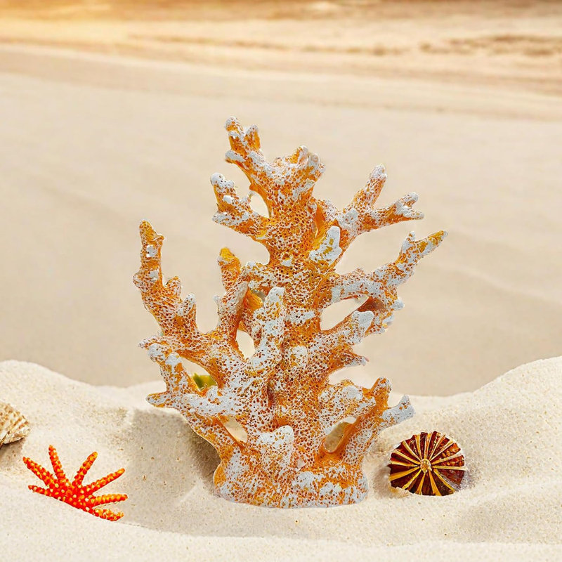 Dovecove Golden Orange Coral Reef Coastal Beach Decor Centerpiece | Wayfair