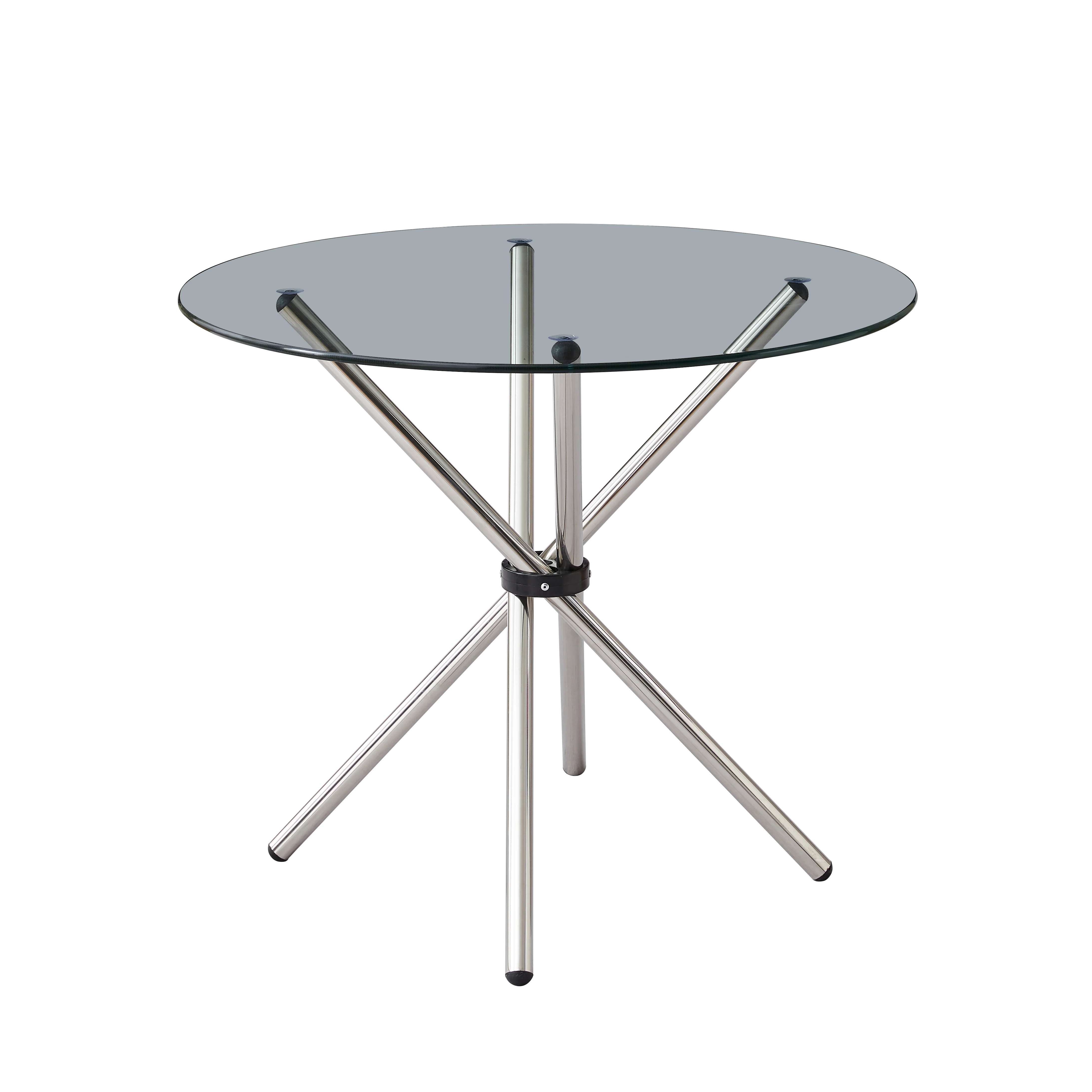 Wrought Studio™ Round Glass Table w/ Stainless Steel Legs for Kitchen ...