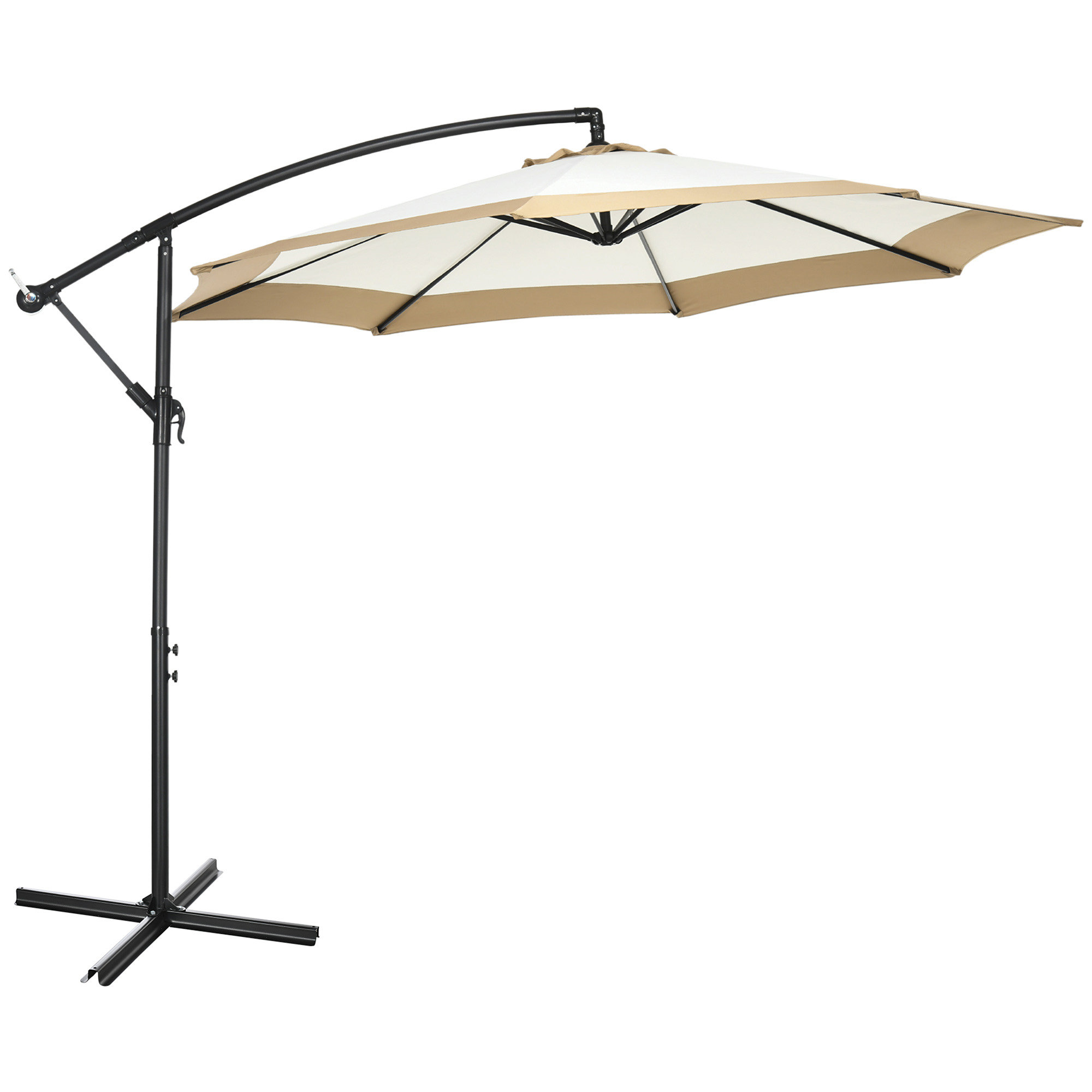 Ivy Bronx Loyde 116.25'' Beach Umbrella with Crank Lift Counter Weights ...