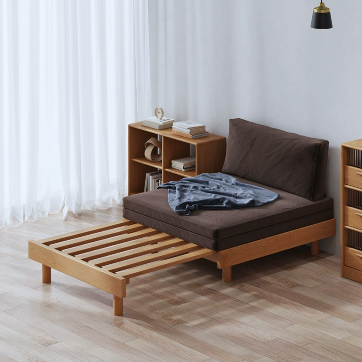 One Allium Way® Coffee + Brown Linen Modular Sofa bed cushion couch ...
