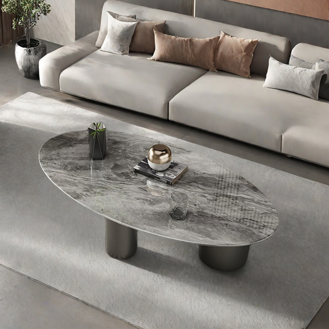 Trentastic Trails Modern oval microcrystalline stone coffee table ...