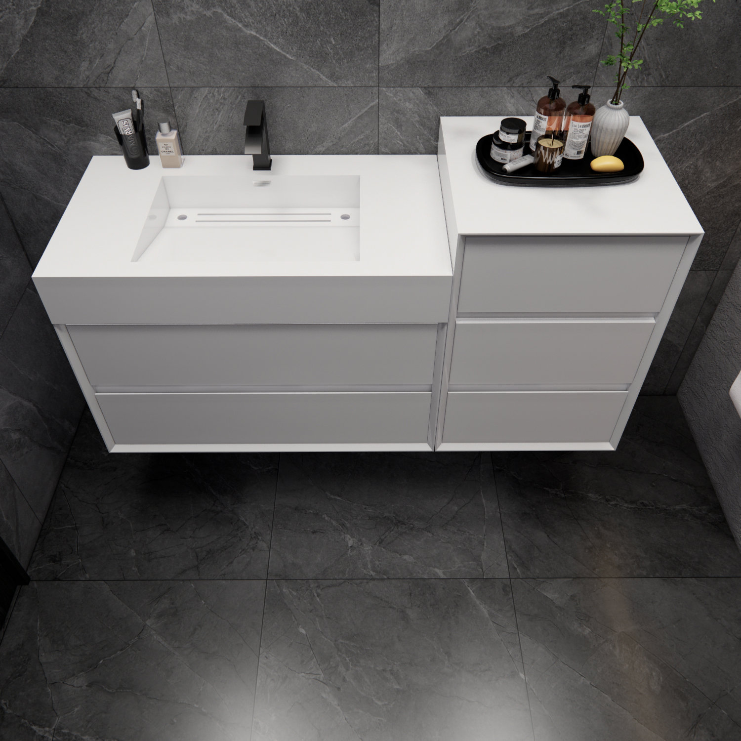 Better Vanity Albizu 55" Wall-Mounted Single Bathroom Vanity - Wayfair ...