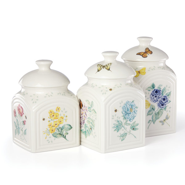 Lenox Butterfly Meadow 3 Piece Kitchen Canisters & Storage Jars Set ...