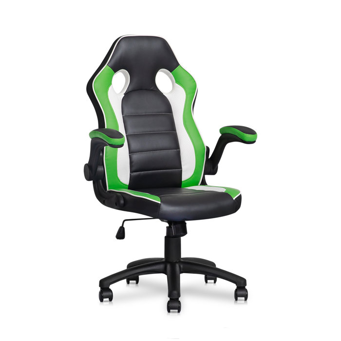 Inbox Zero Faux Leather Computer Gaming Racer Chair, Adjustable ...