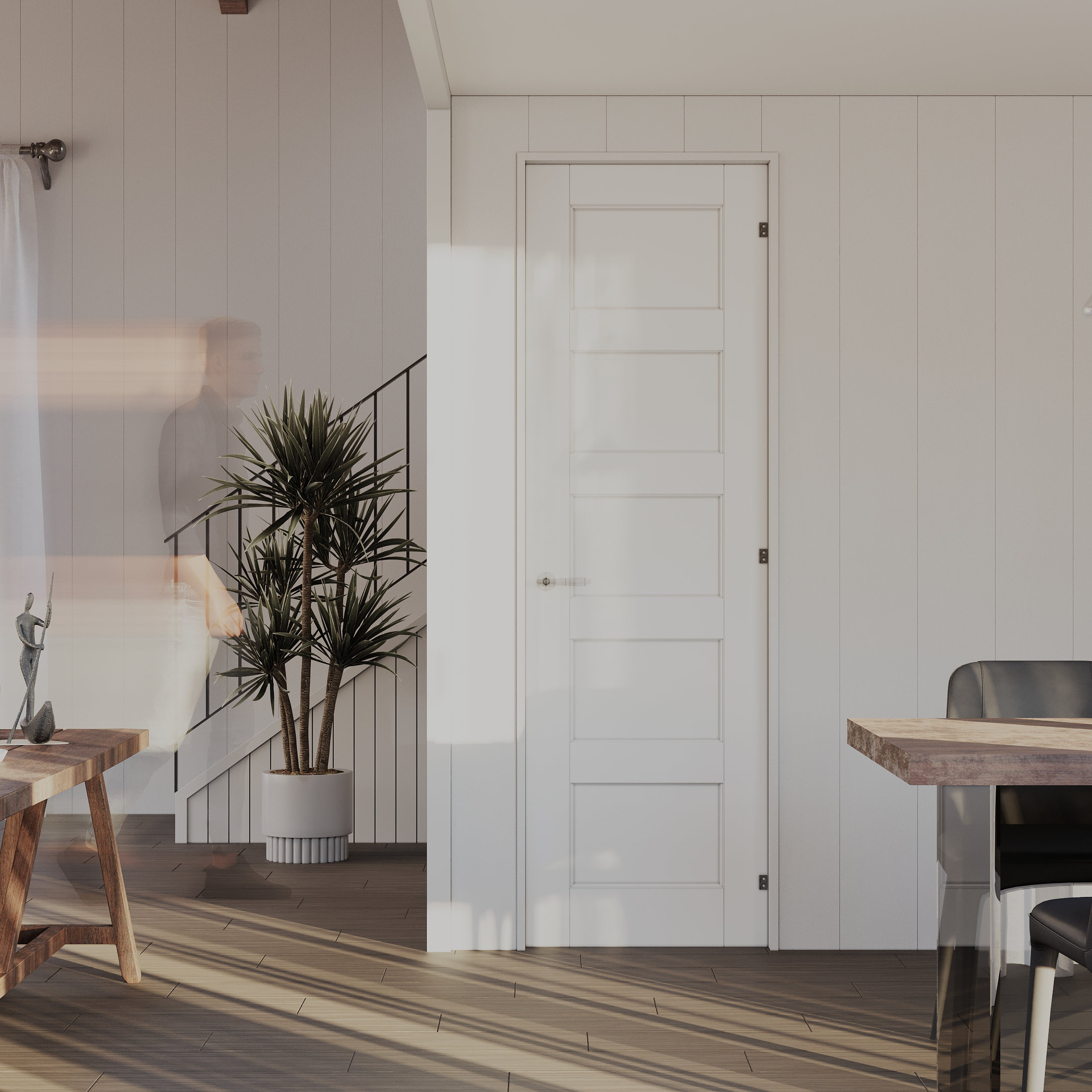 ARK DESIGN Prehung Door Solid Manufactured 5 Paneled Wood Standard Door ...