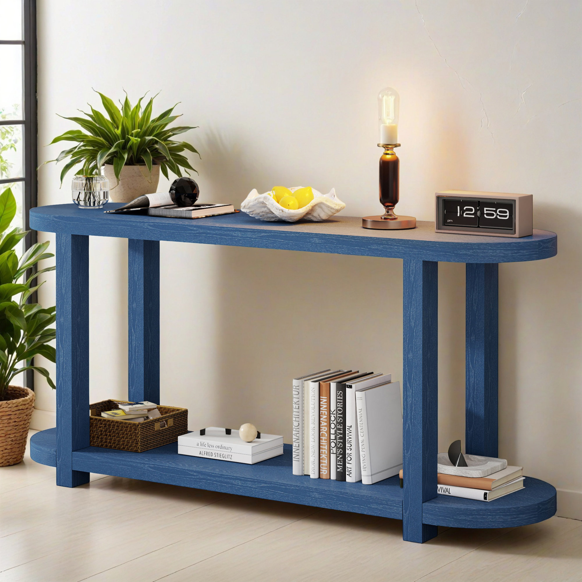 Latitude Run® 63.02" Modern Minimalist Entryway Table with Streamlined ...