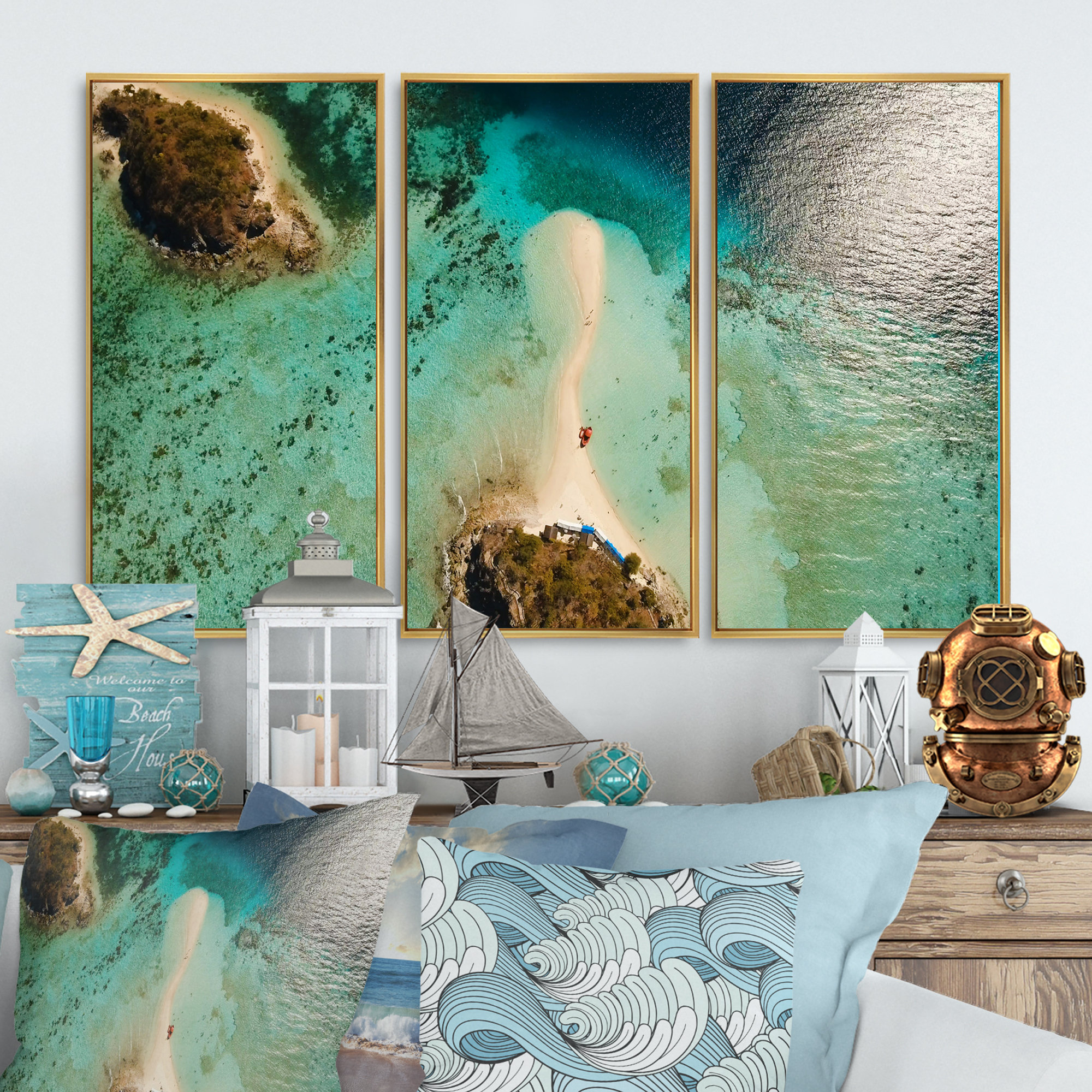 Highland Dunes Aerial View Turquoise Water On Beahc - Nautical ...