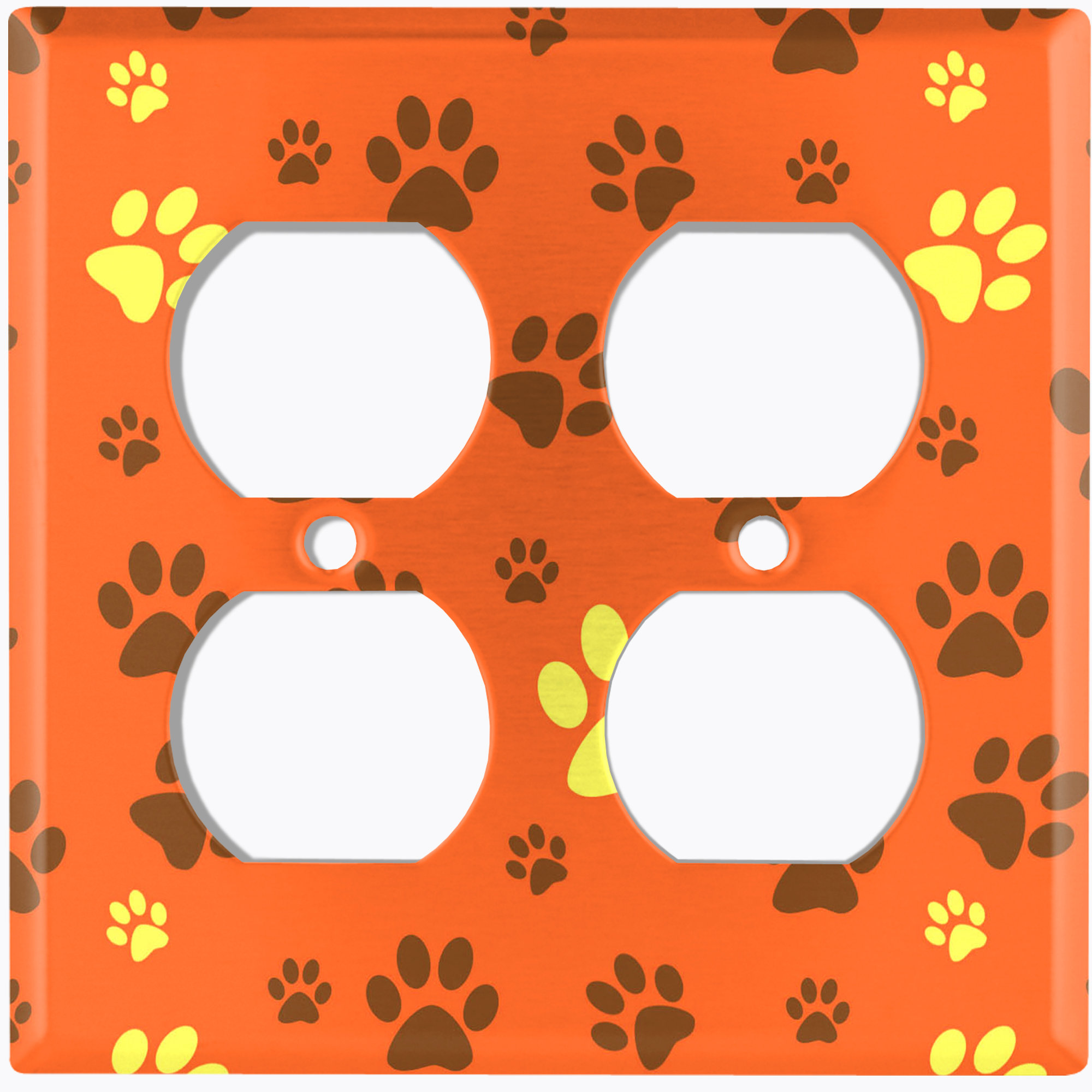 WorldAcc Metal Light Switch Plate Outlet Cover (Brown Dog Paw Prints ...