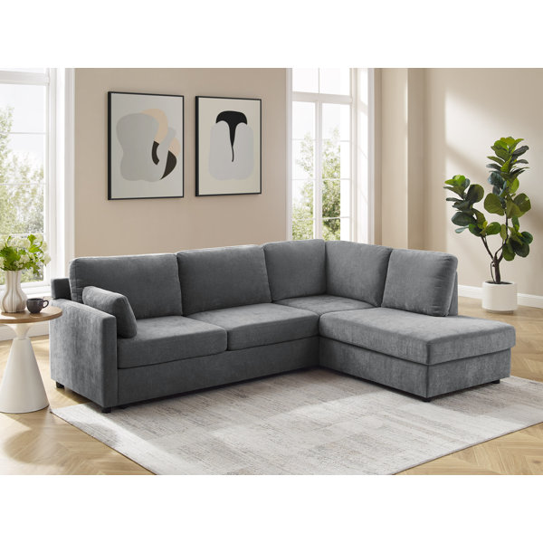 Ebern Designs 101.25" Modern 2 - Piece Polyester Upholstered L-Shaped ...