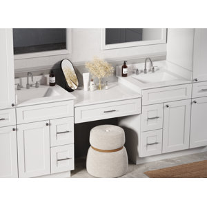 Disar 108'' Double Bathroom Vanity With Desk Linen Tall Cabinet ...