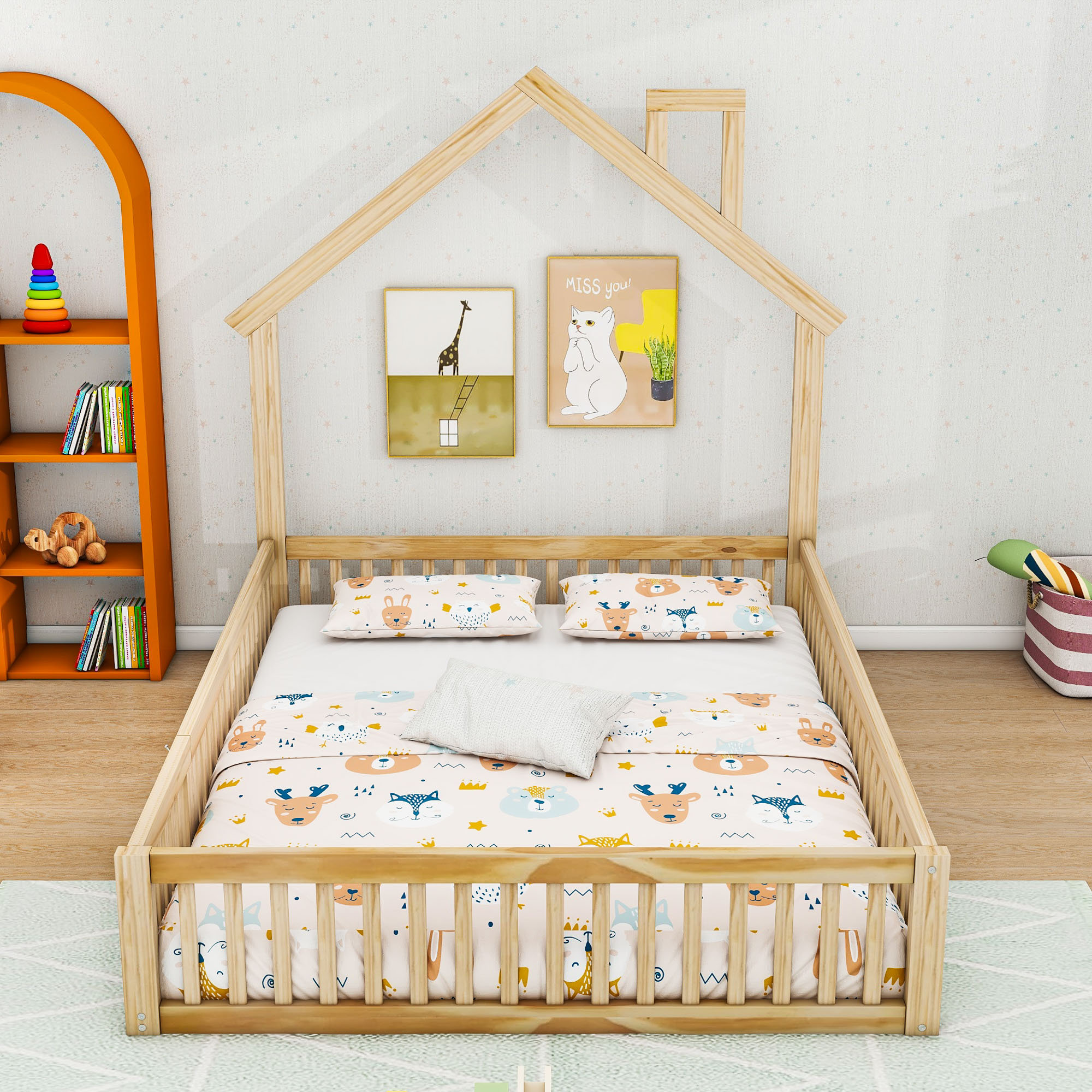 Harper Orchard Alishbah Rustic Design Wooden Full Size House Platform ...