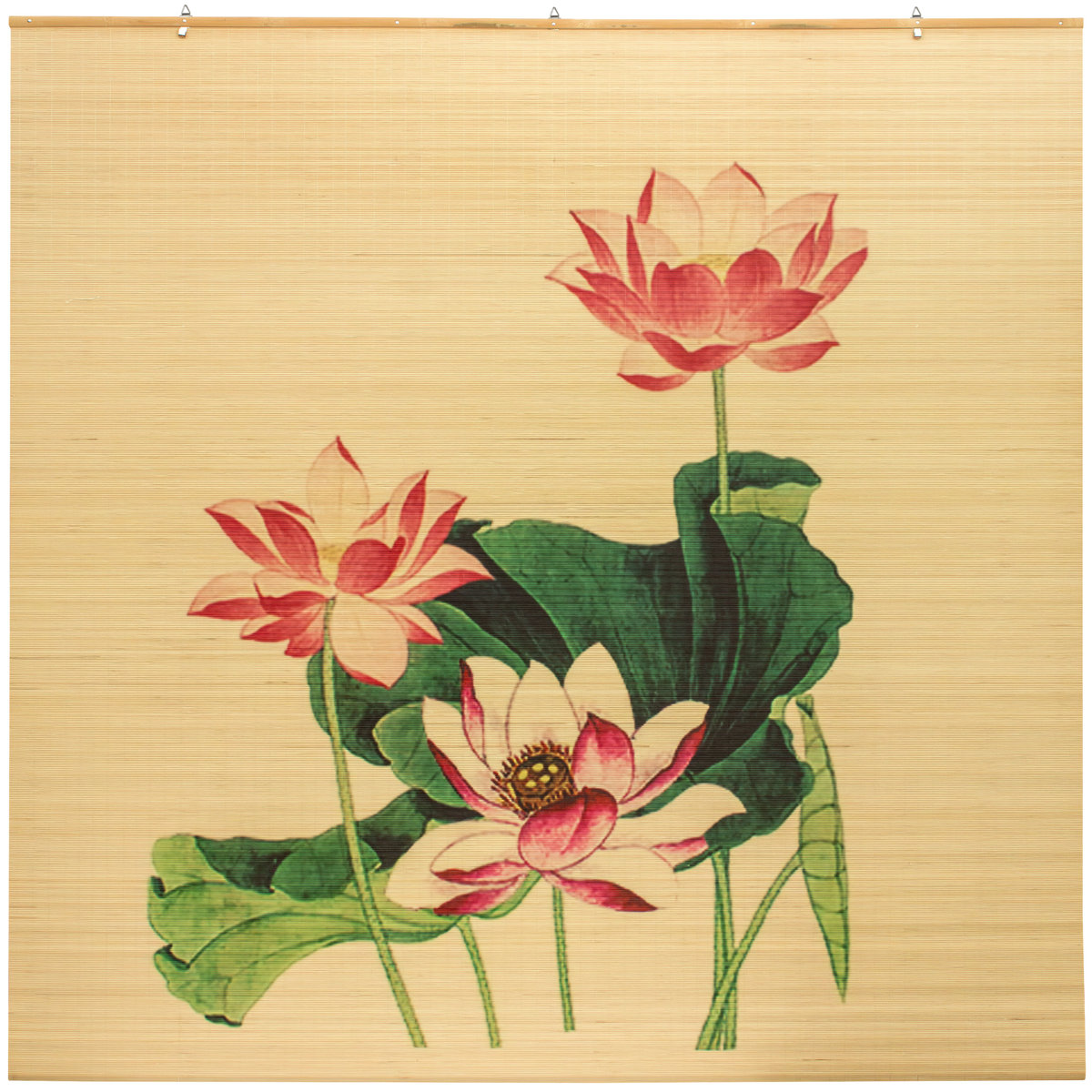 Dovecove Bamboo Window - Lotus Blossom Semi-Sheer Brown/Green/Pink ...