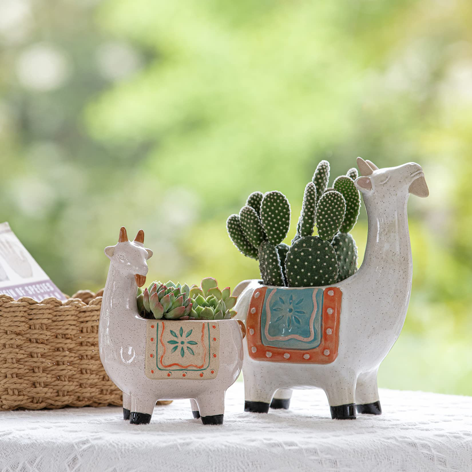 Bungalow Rose Ceramic Goat Succulent Planter Animal Pots - 7.3 + 5.3 ...