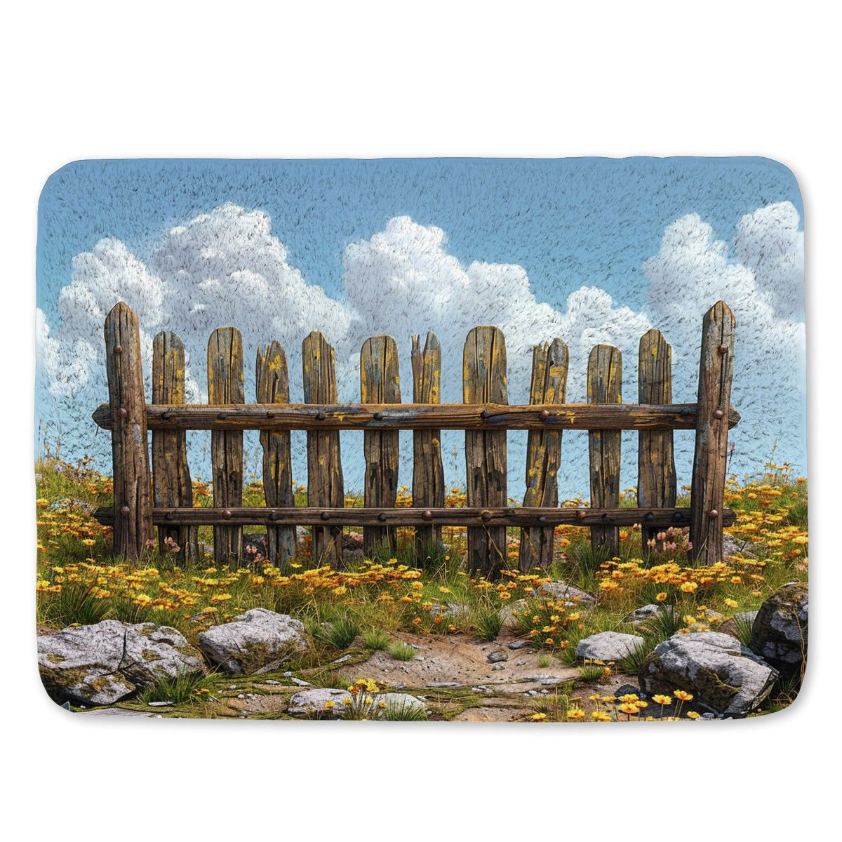 East Urban Home Wood Fence Bath Mat Nature Bathroom Decor Rustic ...