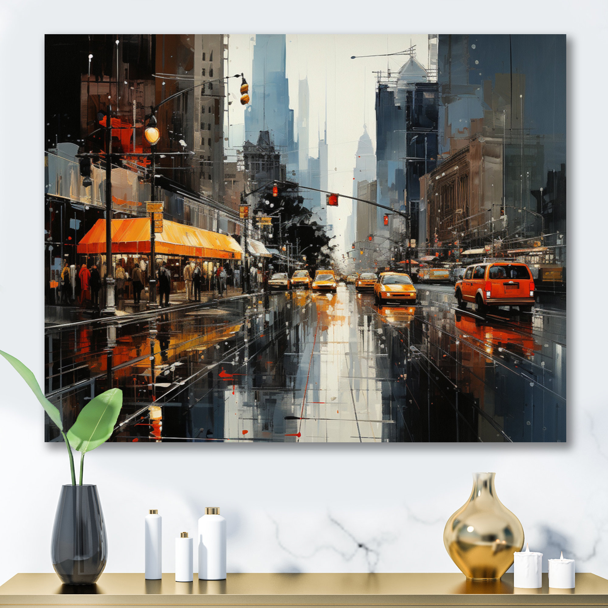 Latitude Run® Cityscape Collage II - Abstract Collages Wall Art Living ...