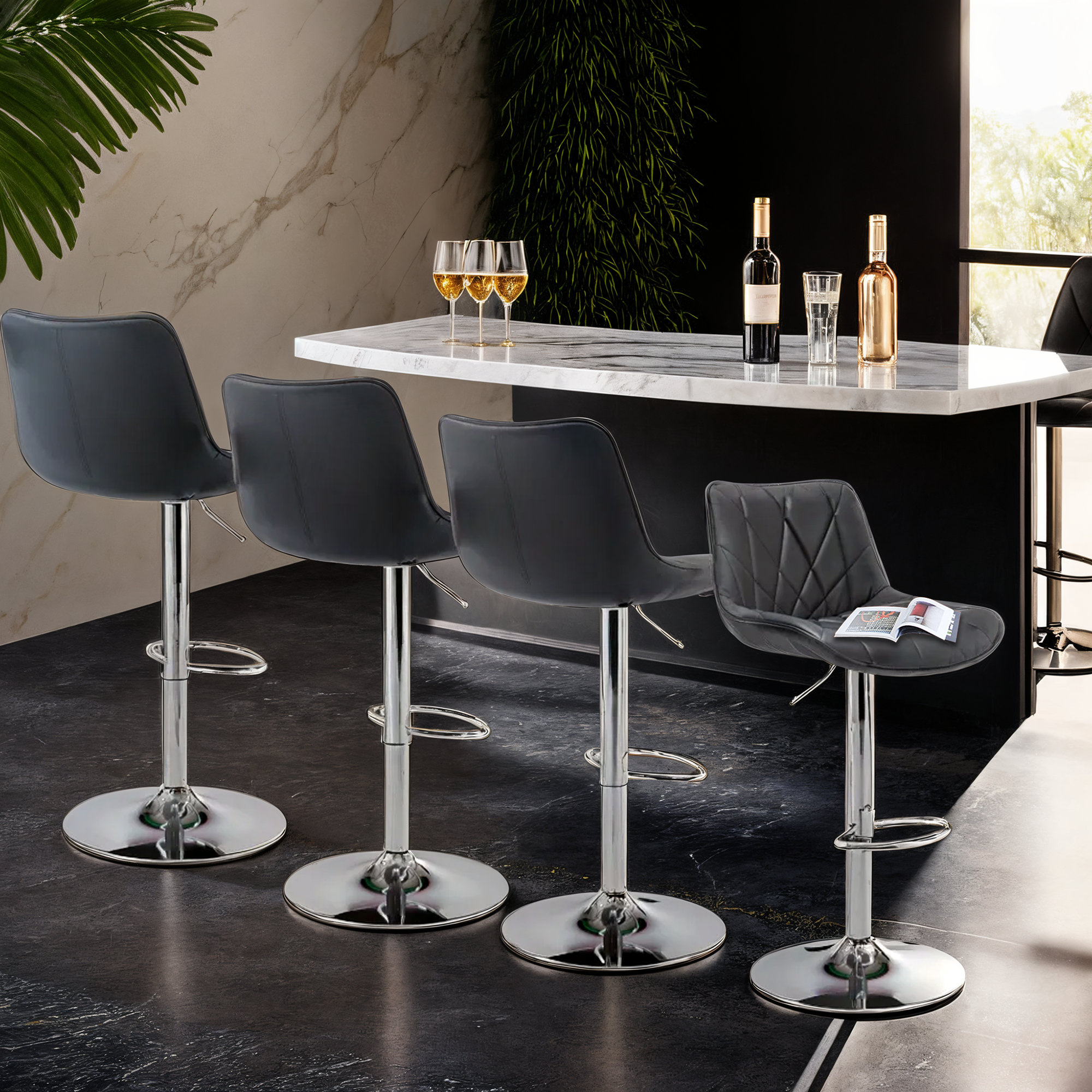 Hokku Designs Counter Height 360 Degree Rotatable Adjustable Bar Stools ...