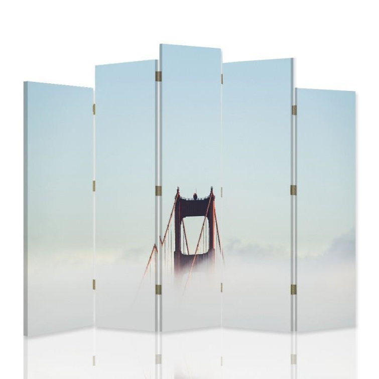 17 Stories Addylin 180cm W x 170mm H 5 - Panel Folding Room Divider ...