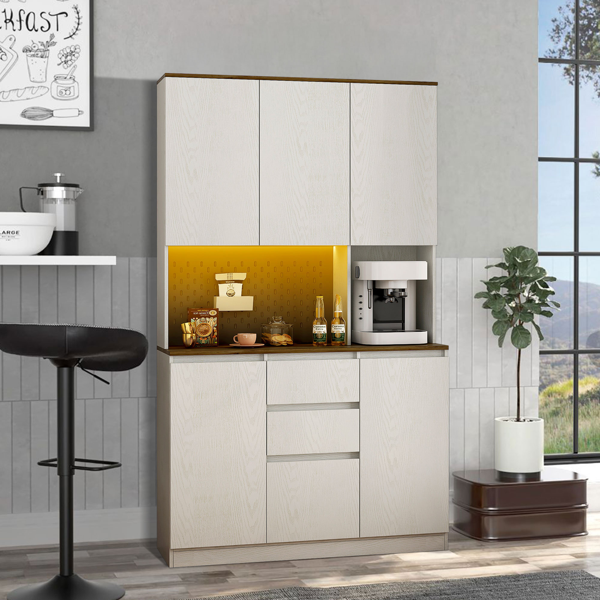 Wrought Studio Kitchen Sideboard Storage Cabinet With Charging Station ...