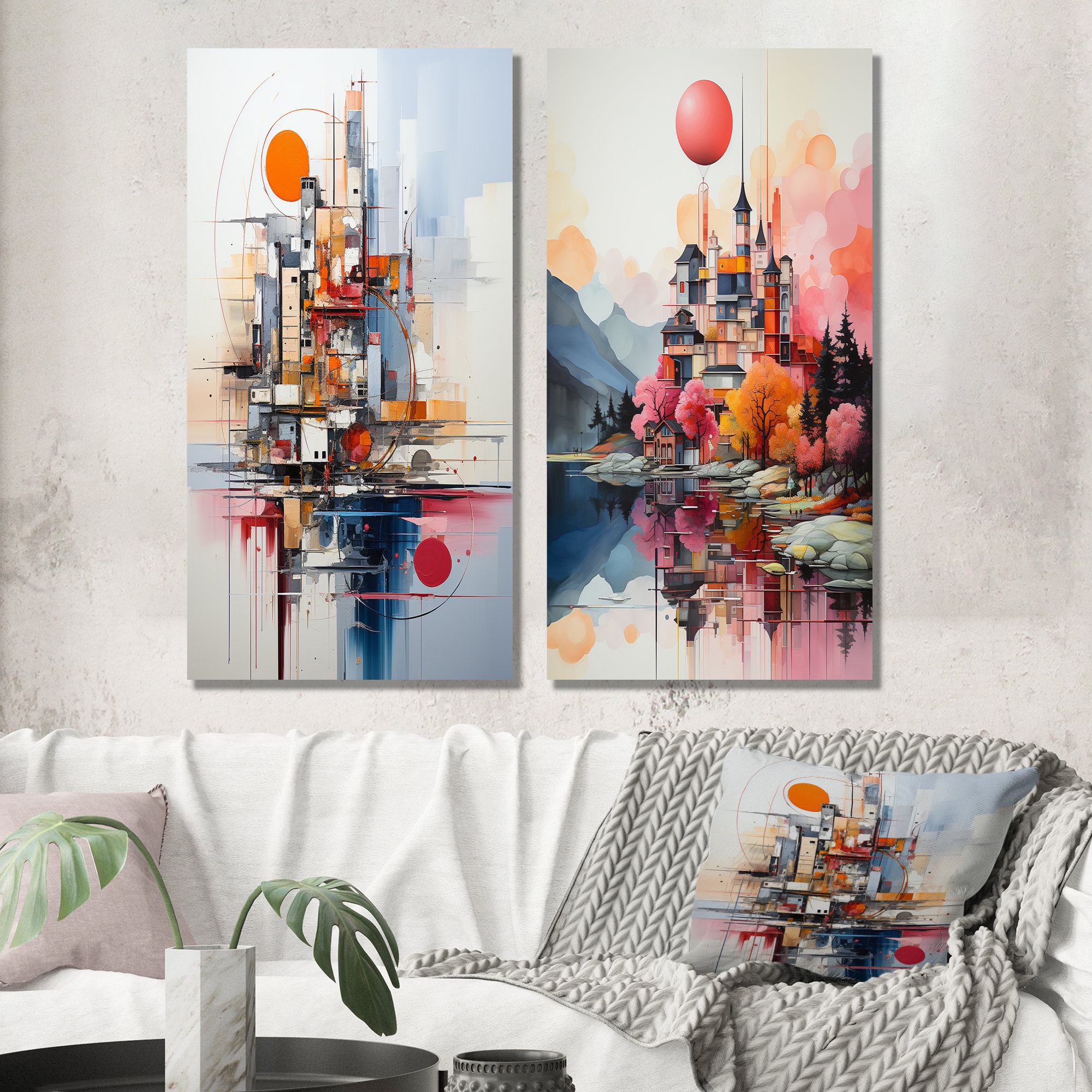 Red Barrel Studio® Magical Castle Lake Sunrise - Abstract Castles Wall ...
