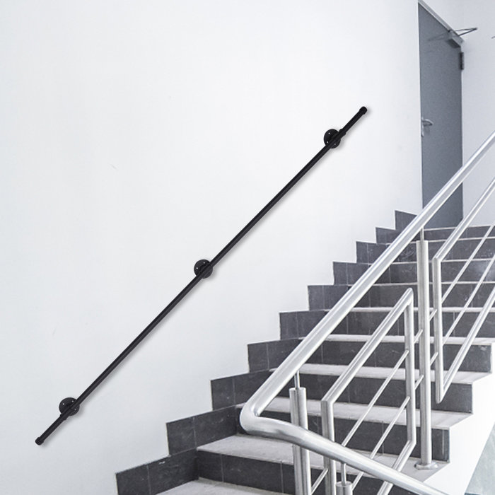 FRONG 73" Wall Support Industrial Loft Pipe Handrail For Stairs ...