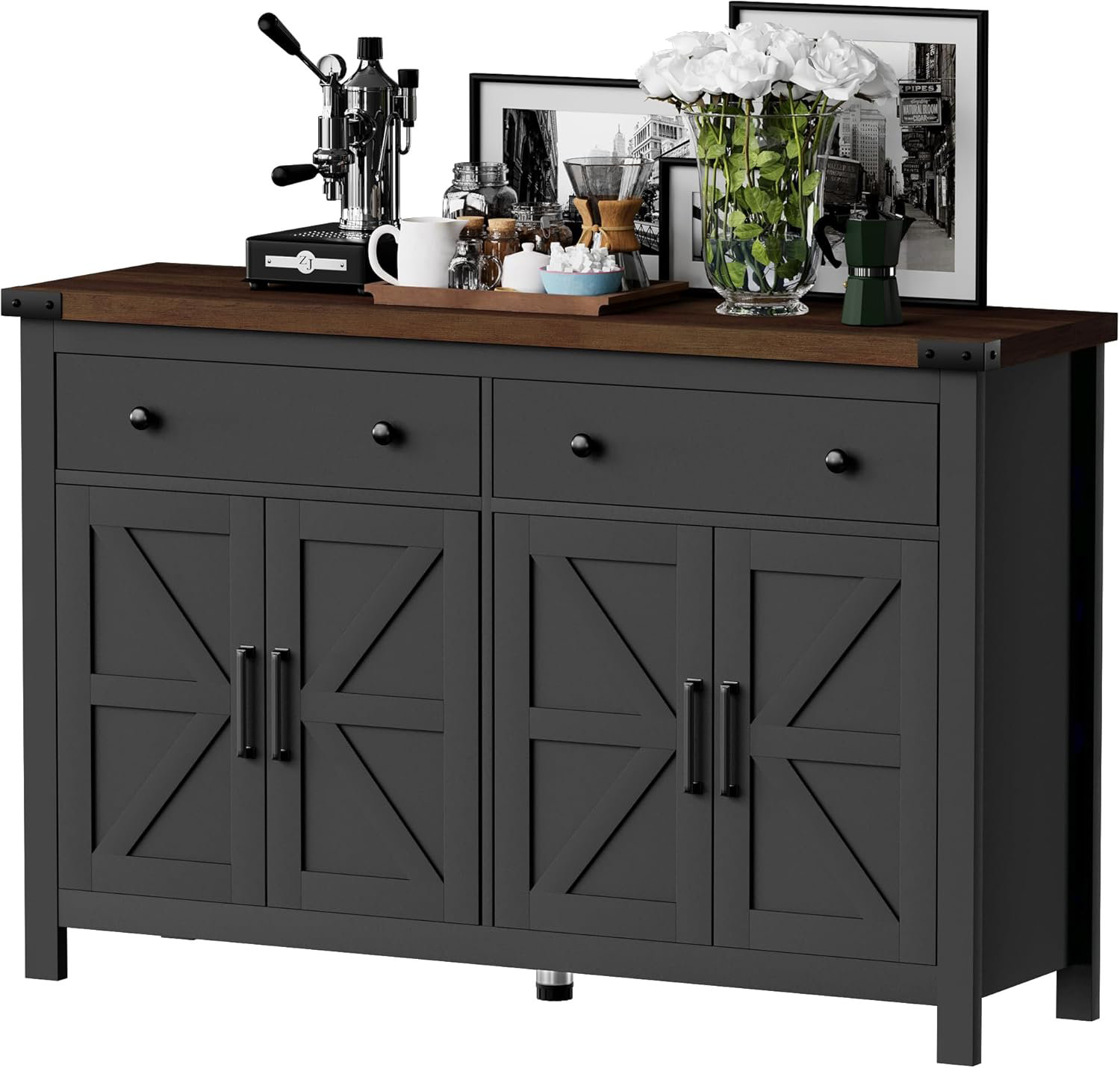Winston Porter 55" Sideboard Buffet Cabinet with Storage, Coffee Bar ...