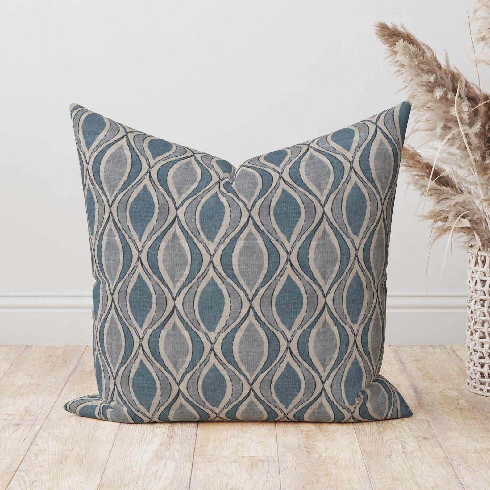 That Dutch Girl Blue Beige Geometric Patterned Pillow Cover | Wayfair