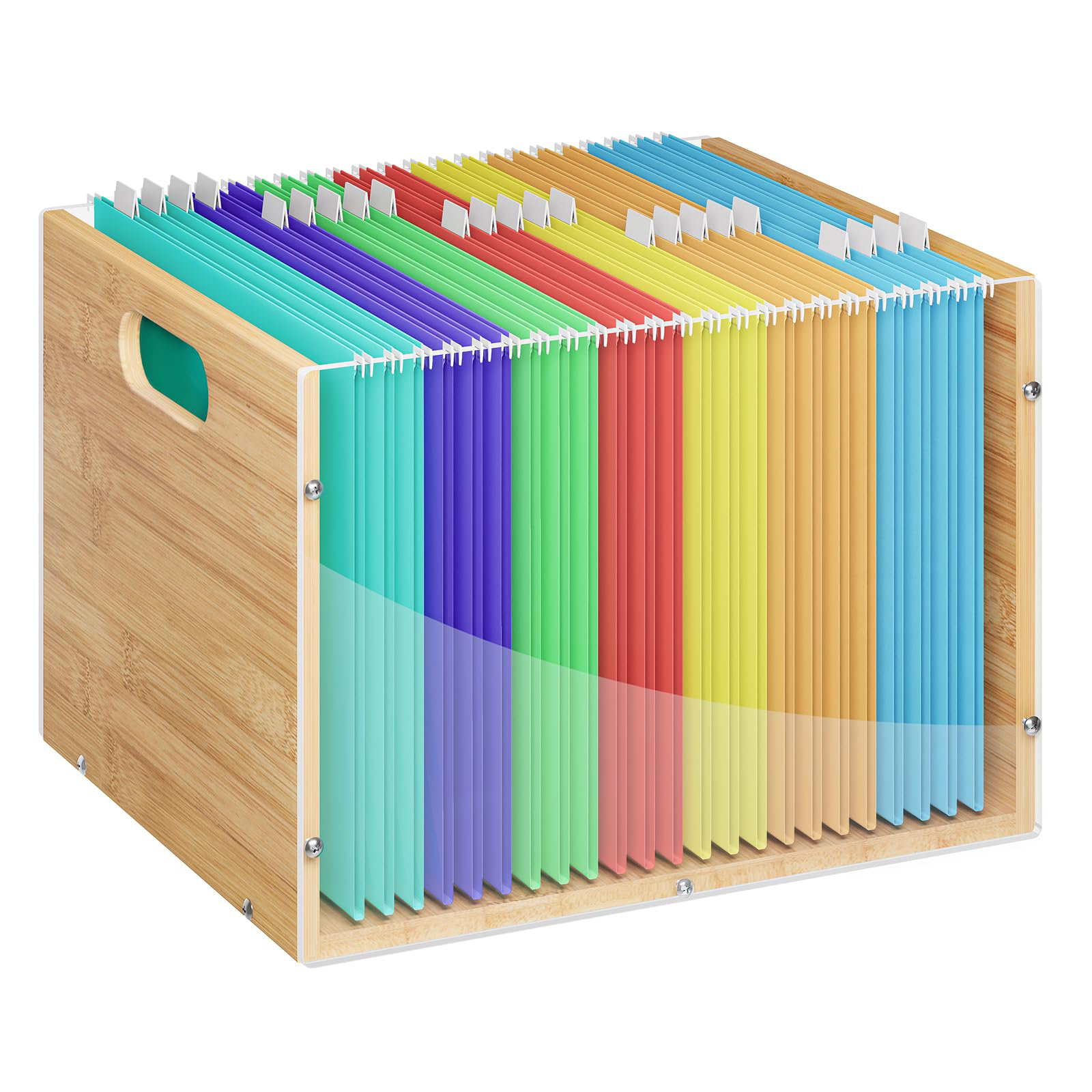 XIXIXIANGRONGAA Clear Acrylic File Box Organizer, Bamboo Hanging Folder ...