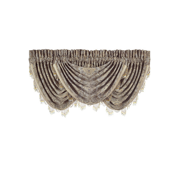 Five Queens Court Paulina Damask Swag 49'' W Window Valance in ...