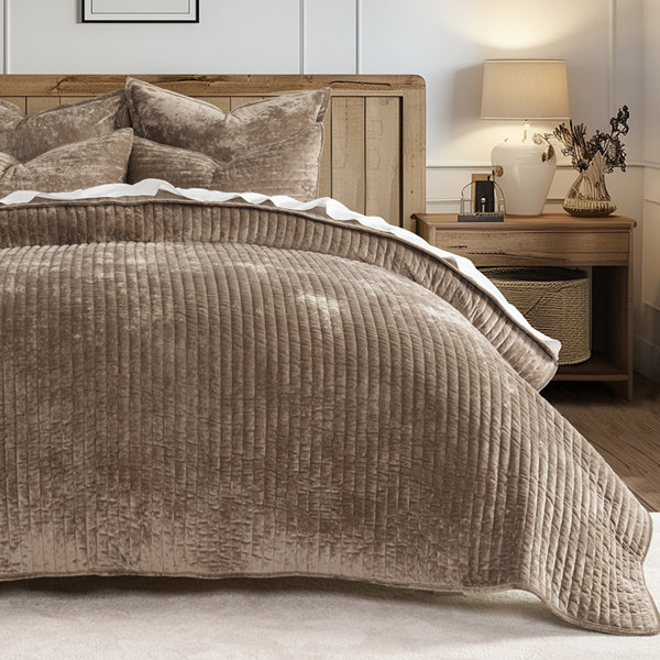 EverGrace Luxe Velvet Channel Quilt Set | Wayfair