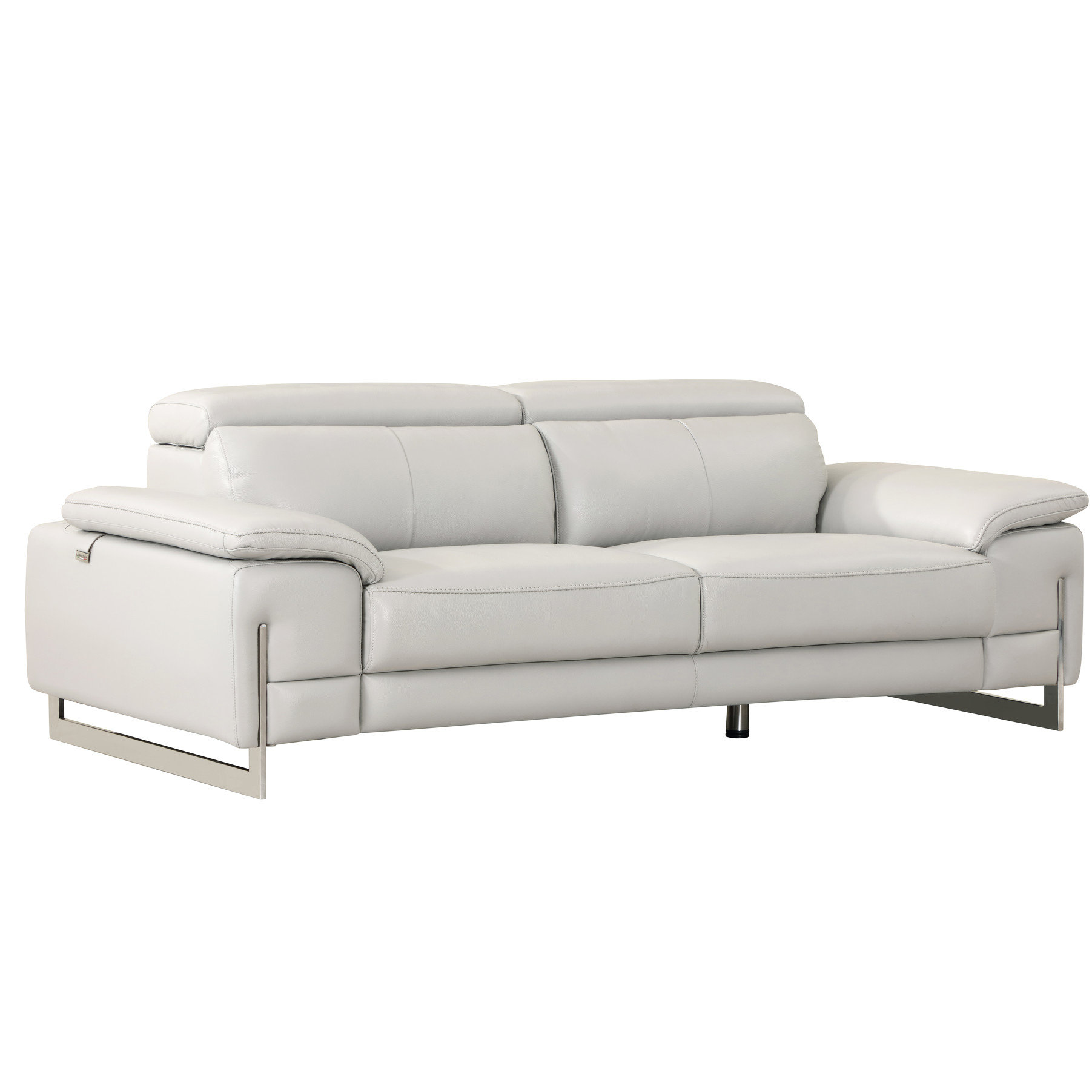 Hokku Designs Gray Top Grain Leather Couch, Kiln-dried Hardwood Frame ...