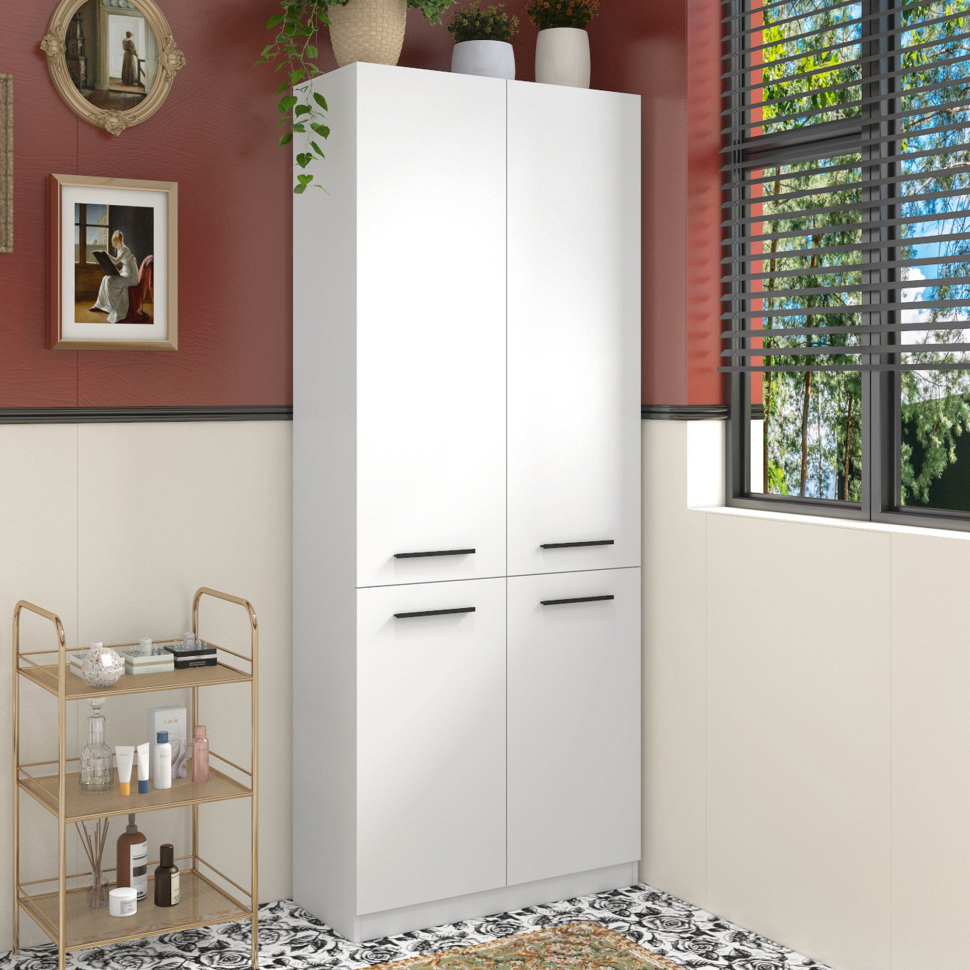 Latitude Run® 3 Tier Bathroom Storage Cabinet With 2 Dumpers Metal ...