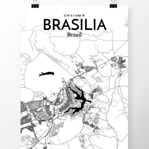 OurPoster.com 'Brasilia City Map' Graphic Art Print Poster in Ink ...