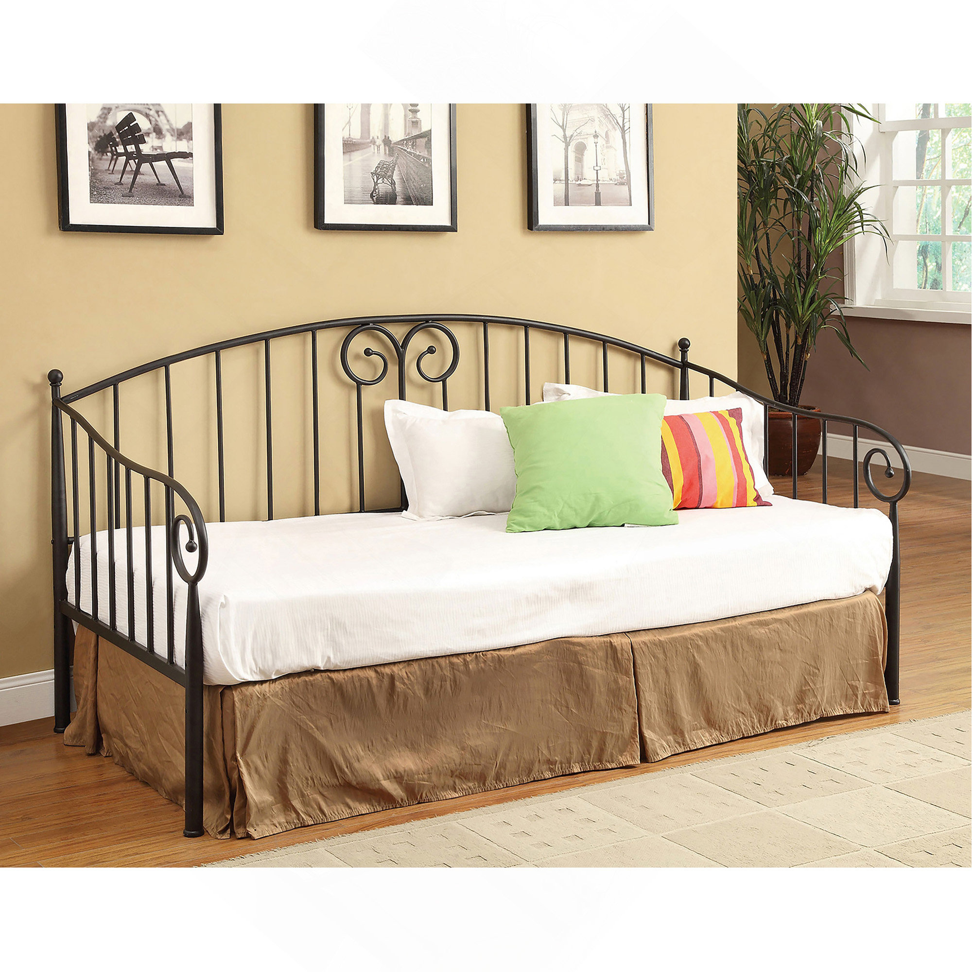 17 Stories Marena Black Twin Metal Sloped Rail Daybed | Wayfair