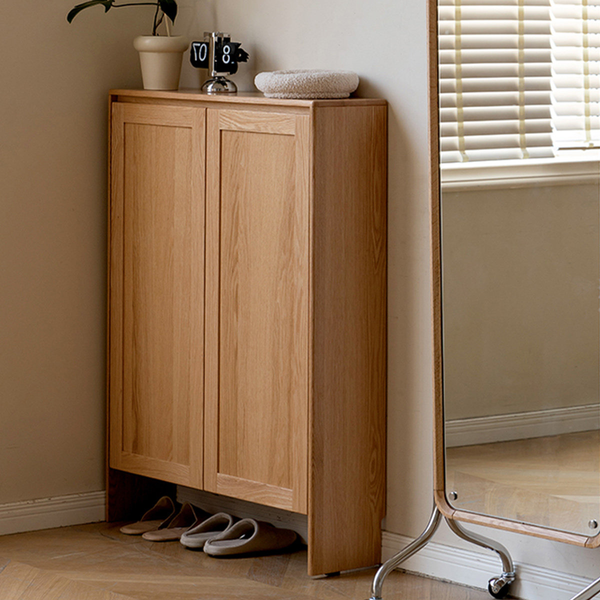 Galerie Centrale 33.46" Burlywood Solid Wood Shoe Storage - Wayfair Canada