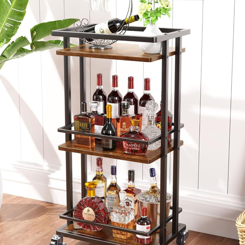 Latitude Run® 3-Tier Home Bar Cart for Wine, Beverage & Dinner Party ...