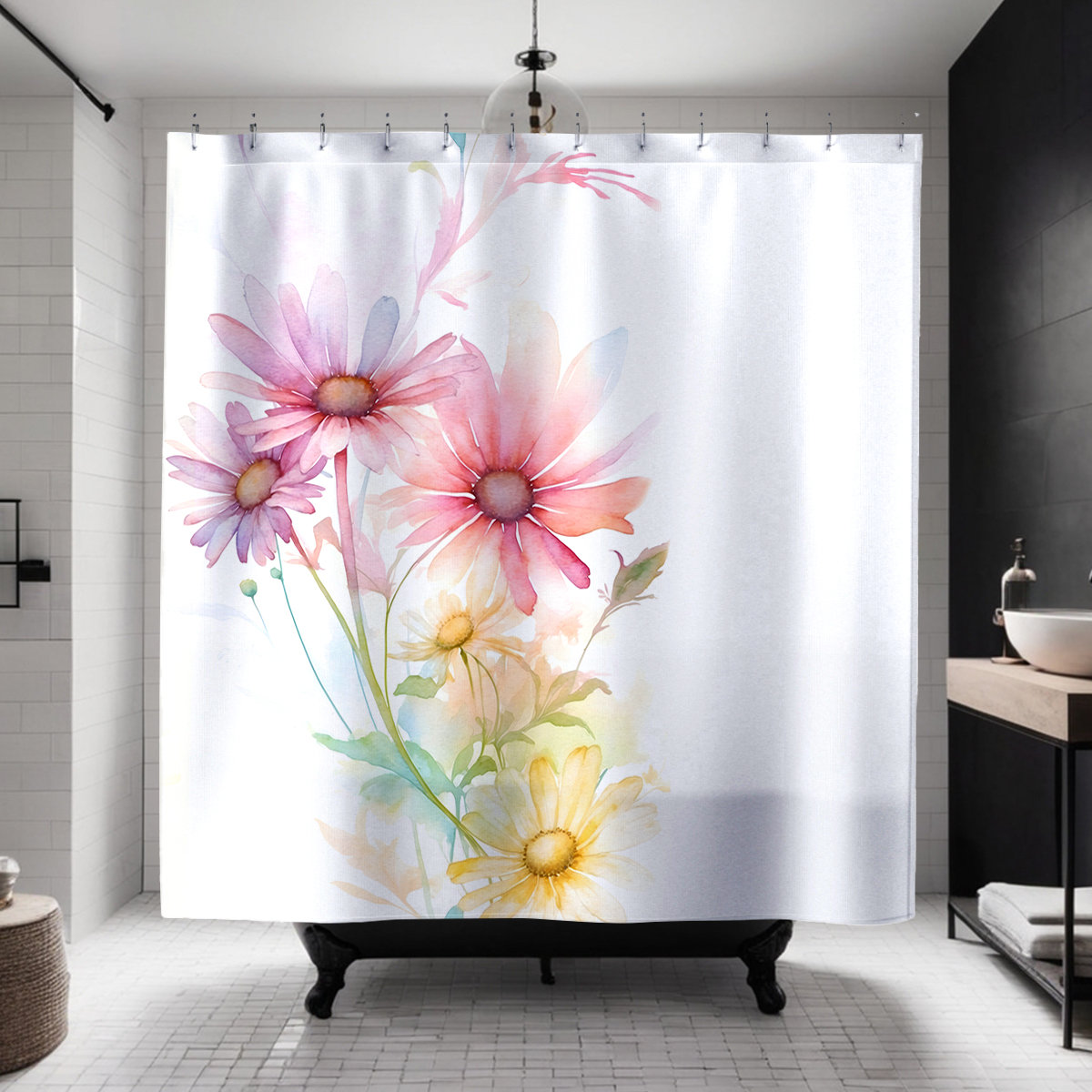ULLI HOME Reuben Large Floral Shower Curtain - Wayfair Canada