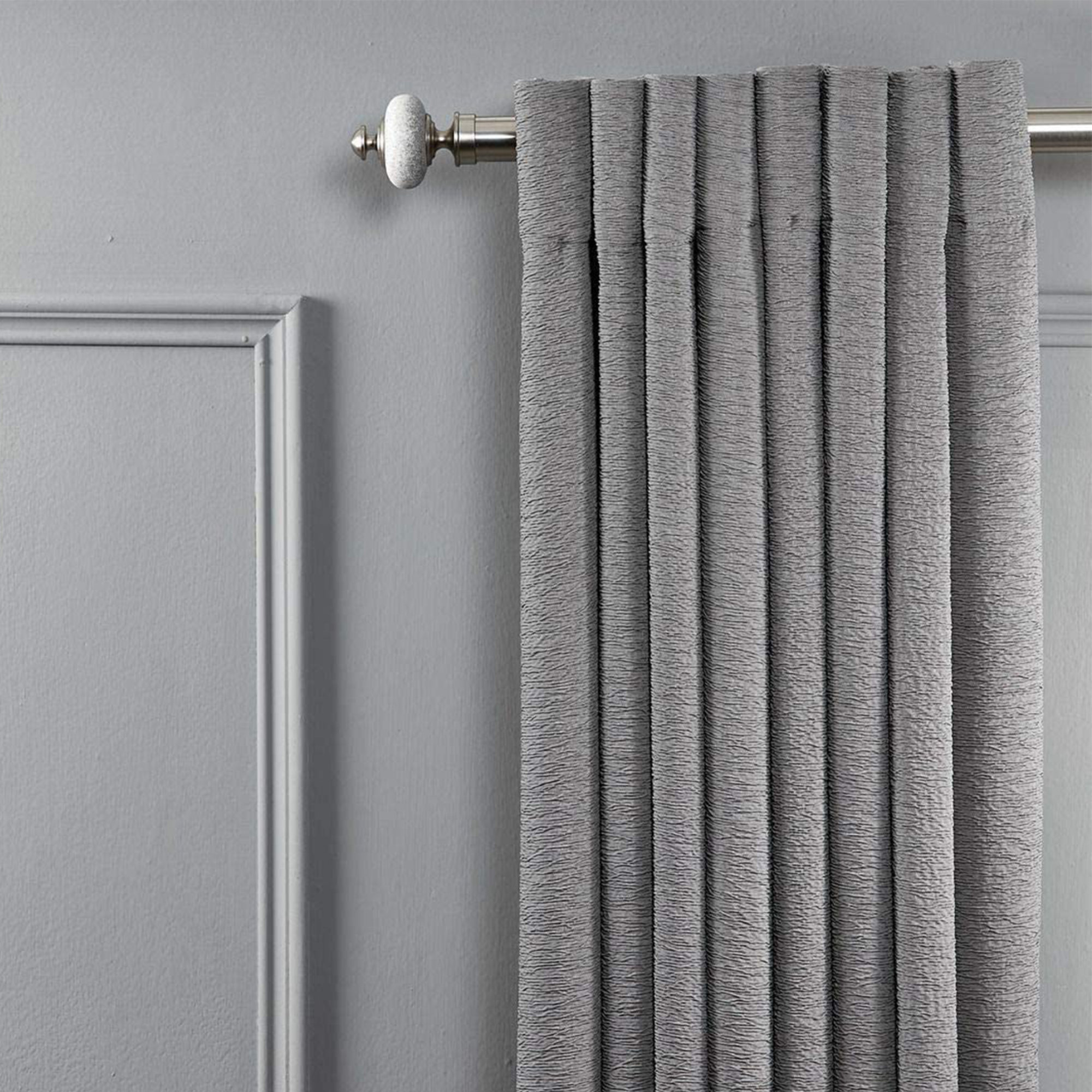 Linen Avenue Grey Stone Cap Single Window Curtain Rod Set, Brushed ...