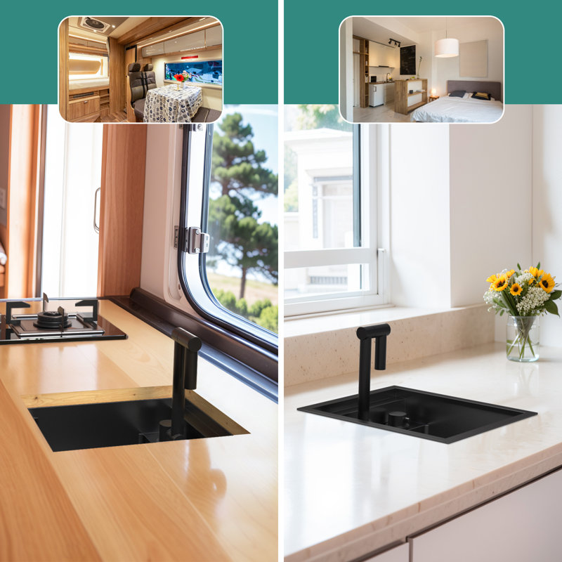 Polyfurniture 9 L Kitchen Sink Rv Sink With A Foldable Tap Inside | Wayfair