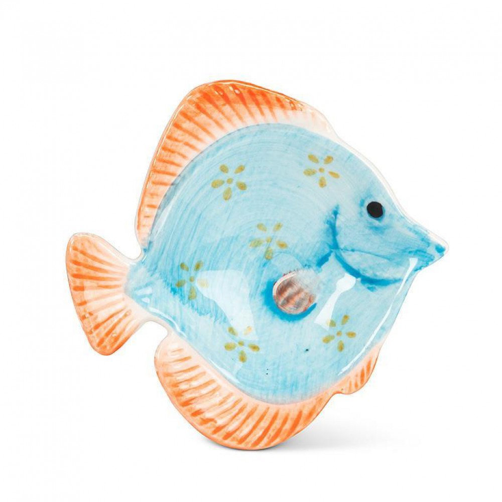 Highland Dunes Turquoise And Orange Fish Dish | Wayfair