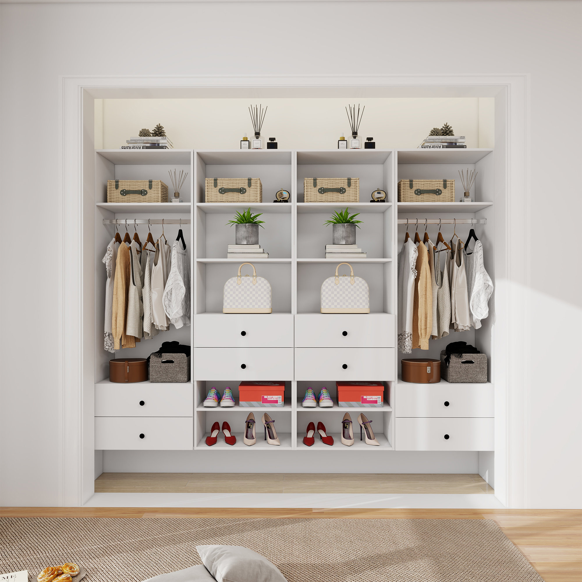 Latitude Run® Closet System With Drawers and Shelves, Built in Closet ...