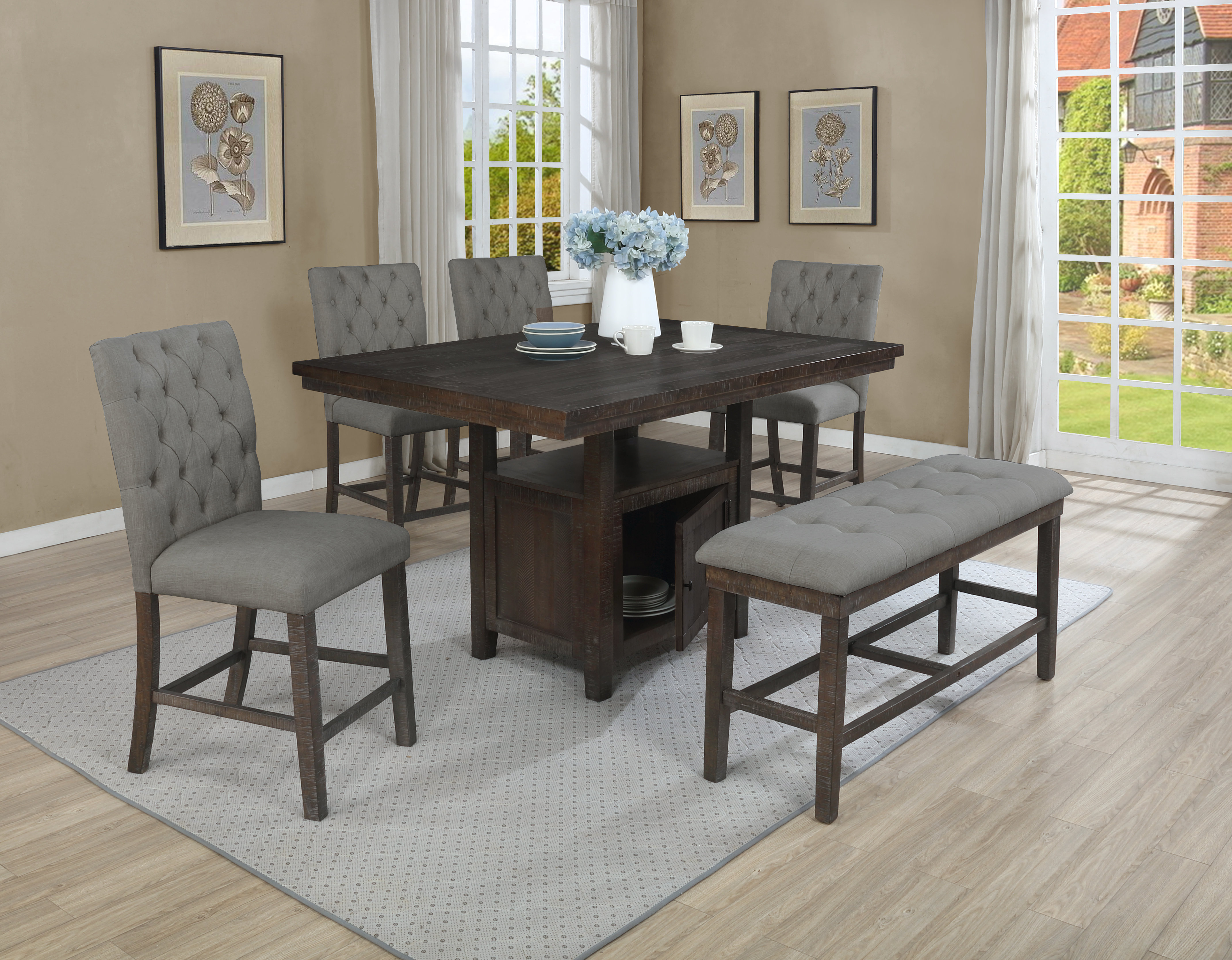 Rosalind Wheeler Joines 7 - Person Counter Height Dining Set & Reviews ...