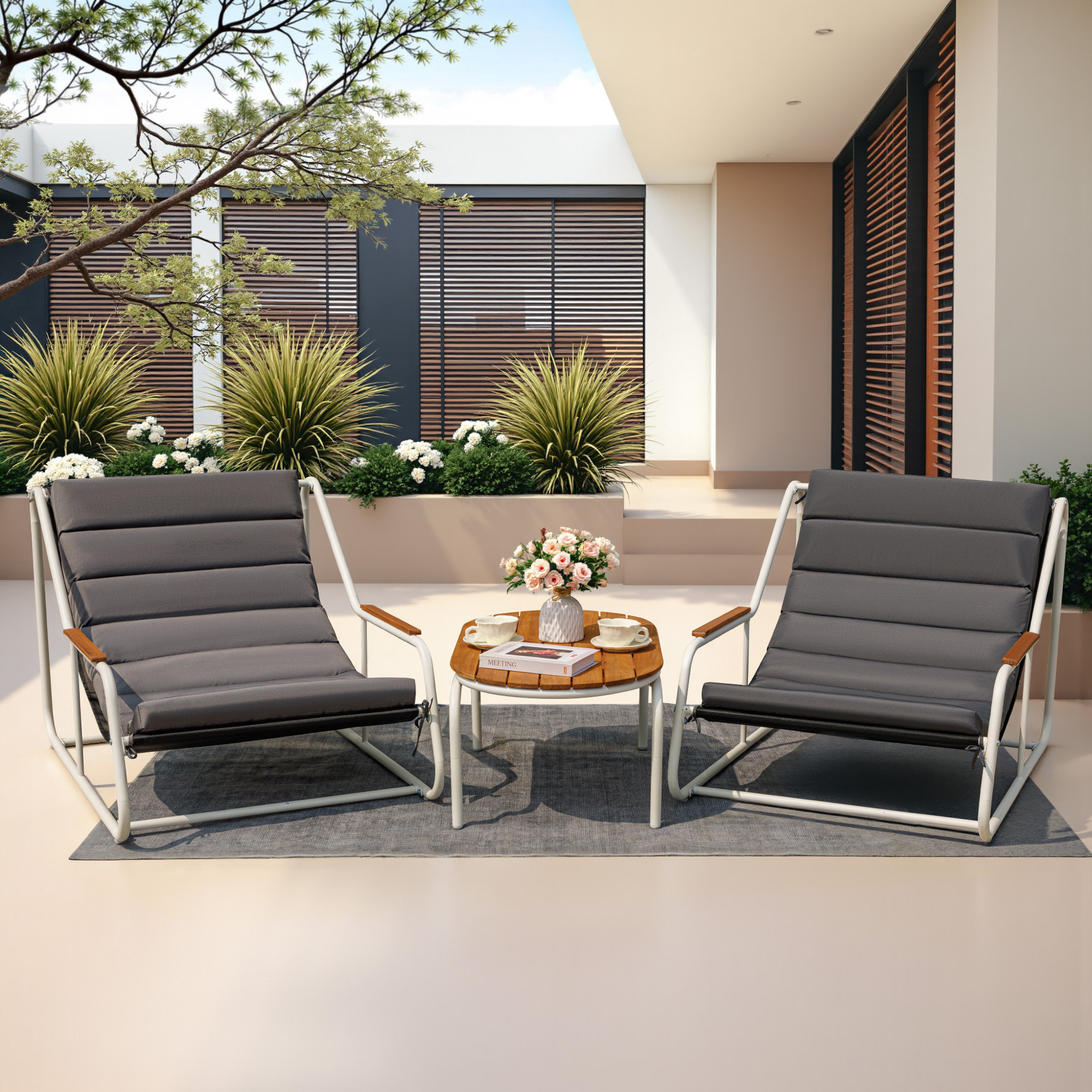Ebern Designs 2 - Person Outdoor Seating Group with Cushions | Wayfair