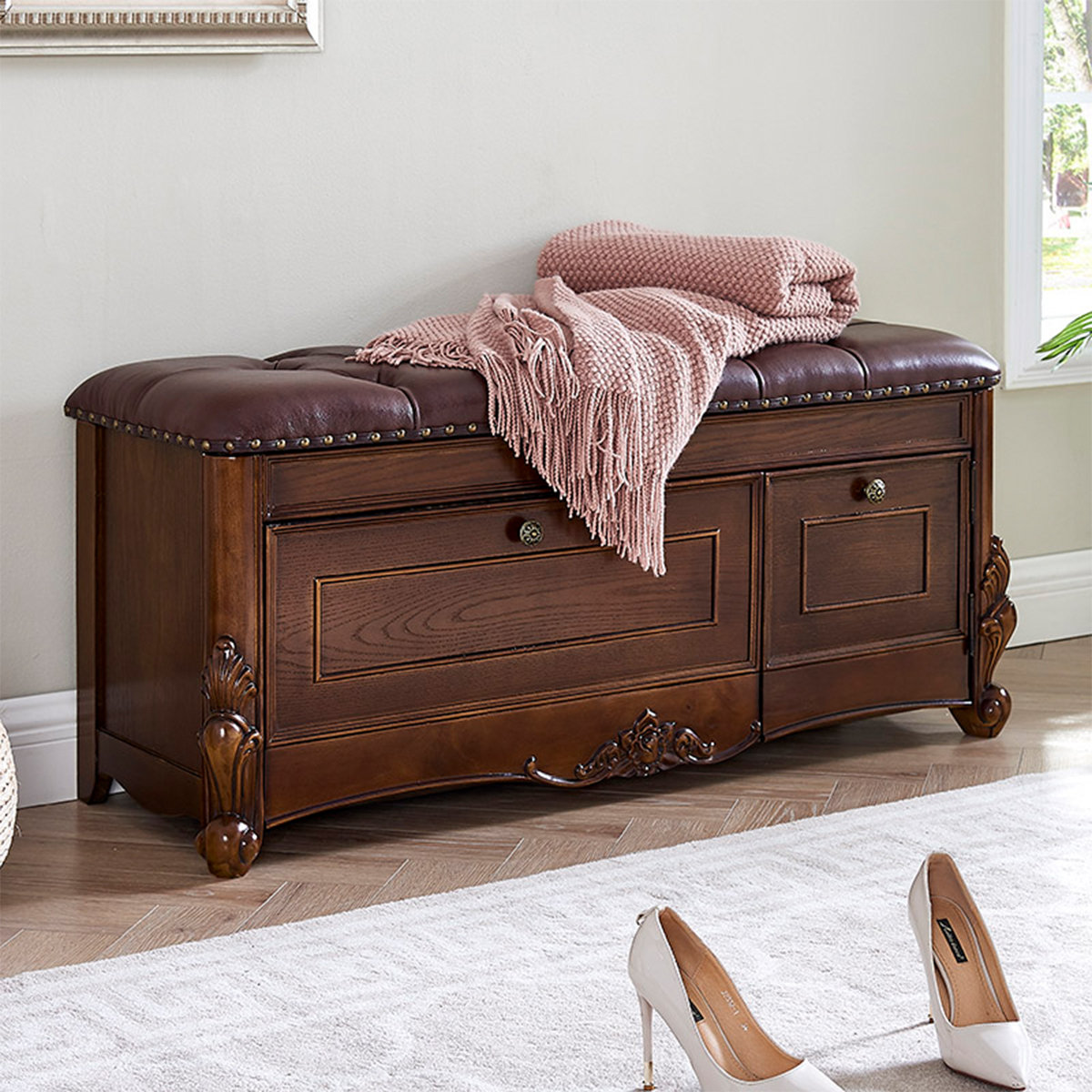 LEIERFUKK Upholstered Shoe Storage Bench | Wayfair