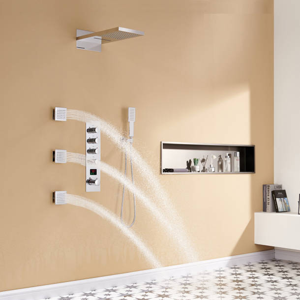 mondawe Herathena 3 Functions Wall Mounted Luxury Shower System with 6 ...
